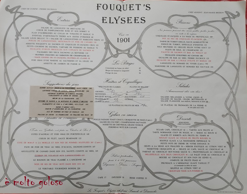 Menu restaurant Fouquet’s Elysées à Paris – Chef Pierre Ducroux. – è ...
